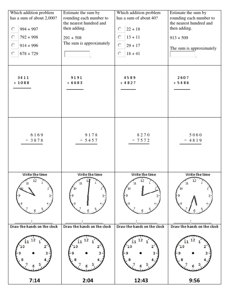 3rd Grade Math Assessment With Answers 2012 PDF Elementary Geometry