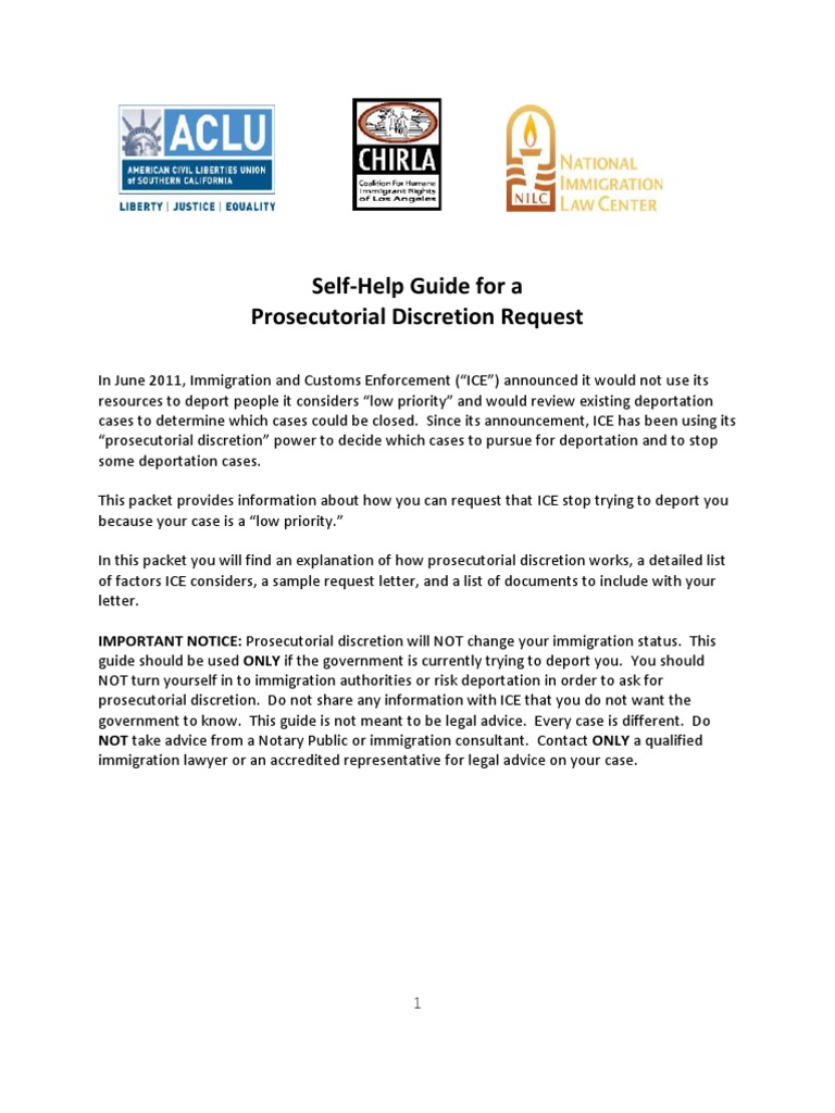 Self-Help Guide For A Prosecutorial Discretion Request | PDF | U.S ...