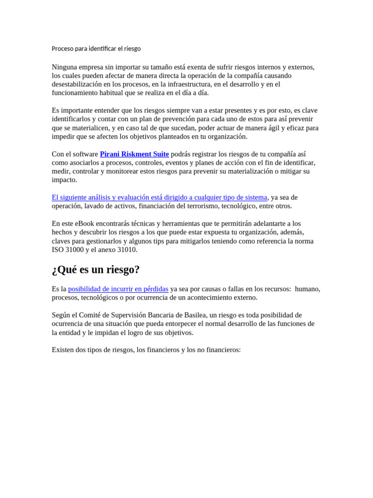 Proceso para Identificar El Riesgo | PDF | Riesgo | Toma de decisiones