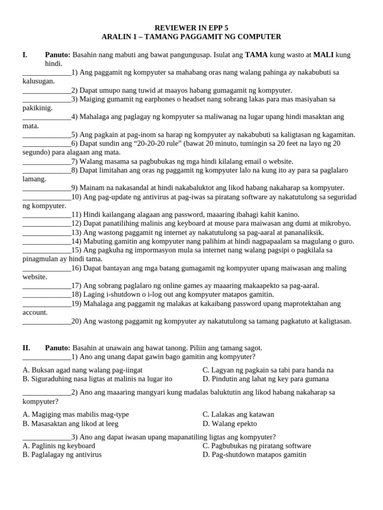 q2 l1 Epp Tamang Paggamit NG Computer | PDF