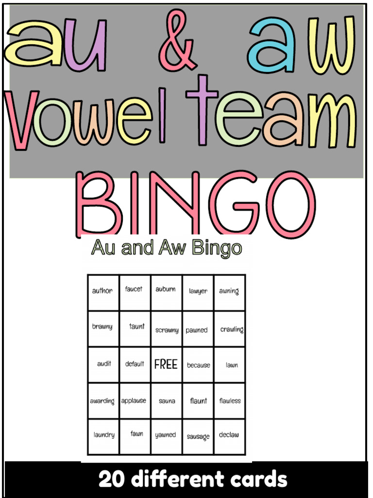 Au and Aw Vowel Team Bingo | PDF