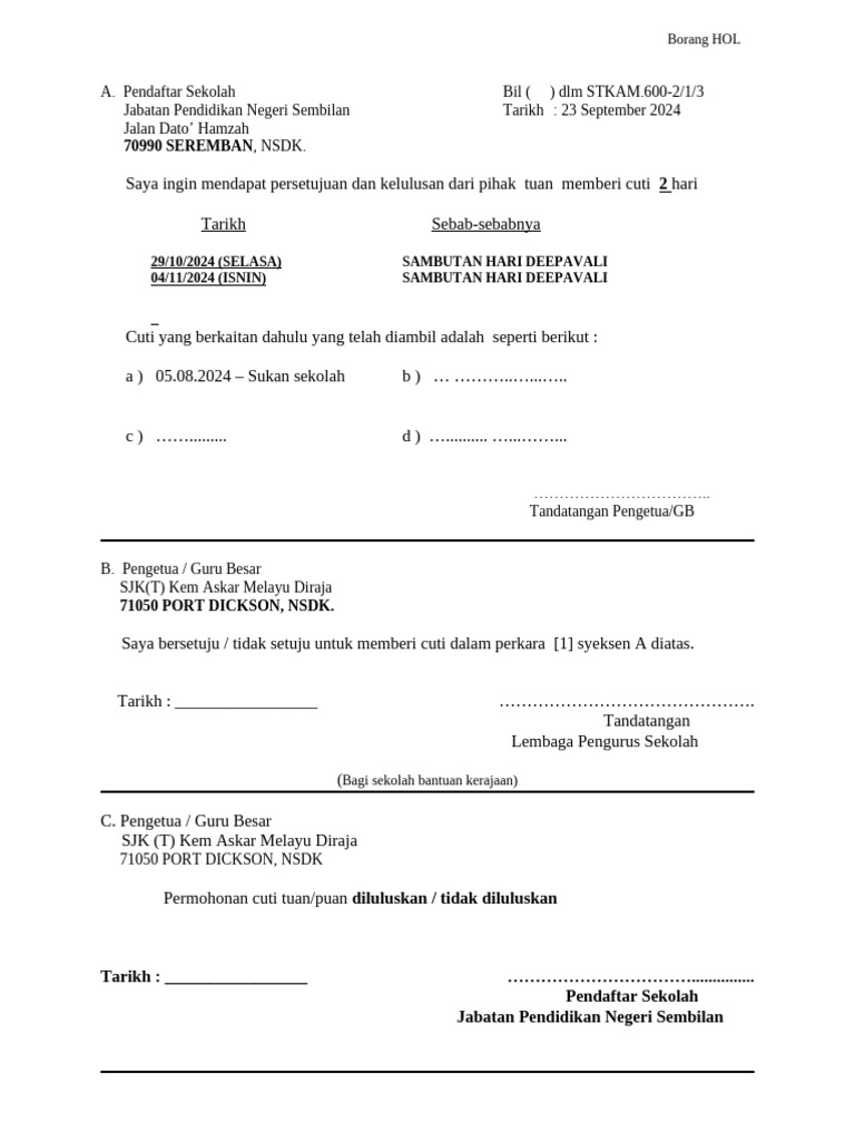 B.cuti Peristiwa - Deepavali 2024 | PDF