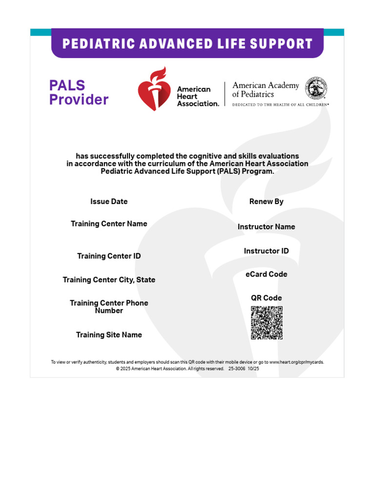 PALS Certification Completion Document | PDF