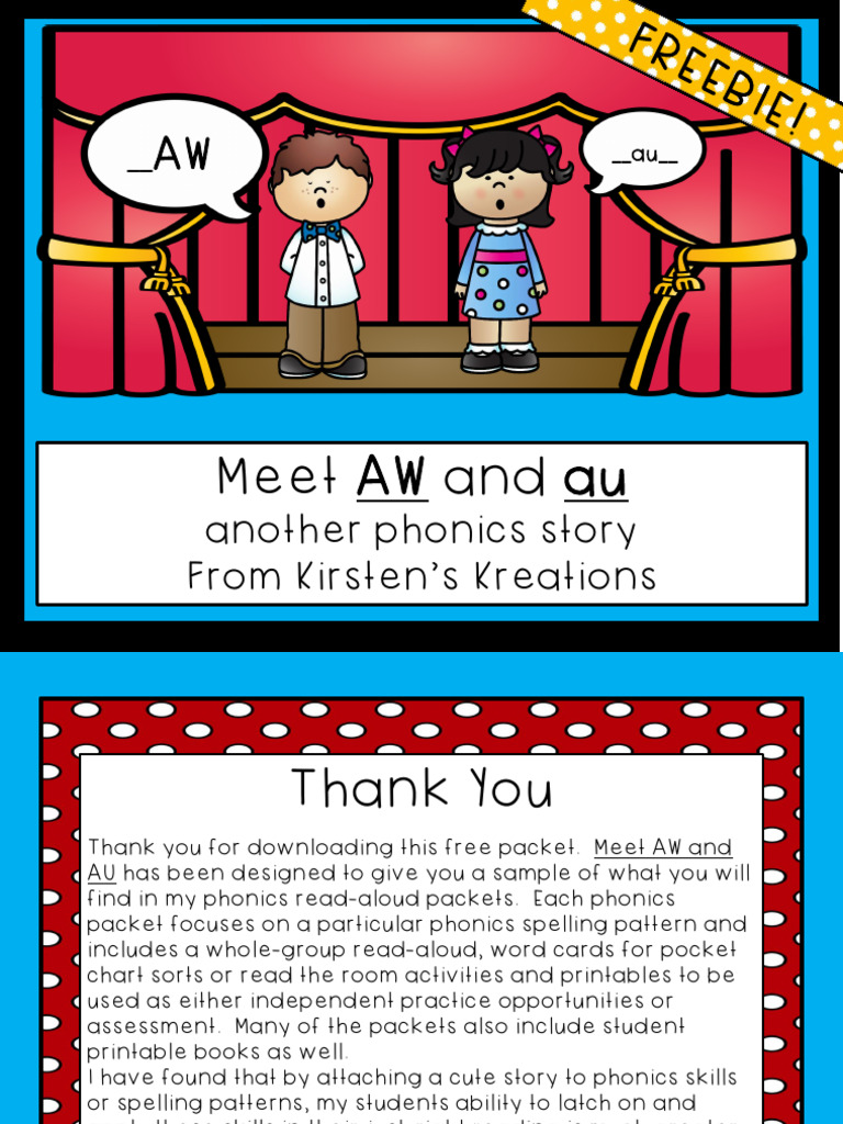 Phonics Story: Meet AW and au | PDF | Phonics | Reading (Process)