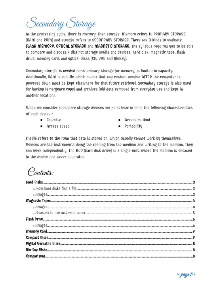 Types of Secondary Storage Devices | PDF | Computer Data Storage | Hard ...