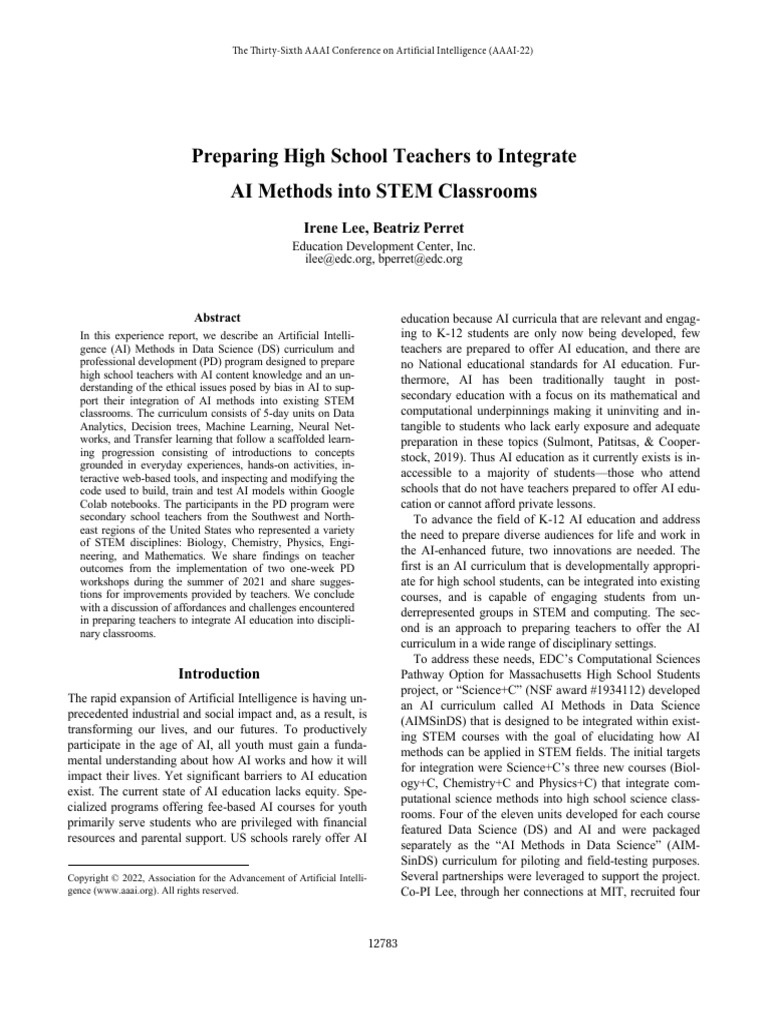 AI Integration for High School STEM Teachers | PDF | Artificial ...