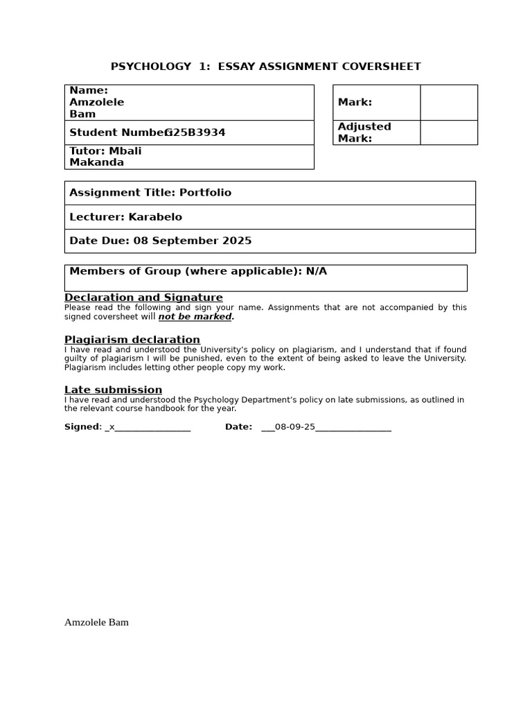 Portfolio For Personality Psychology | PDF | Psychology | Personality ...