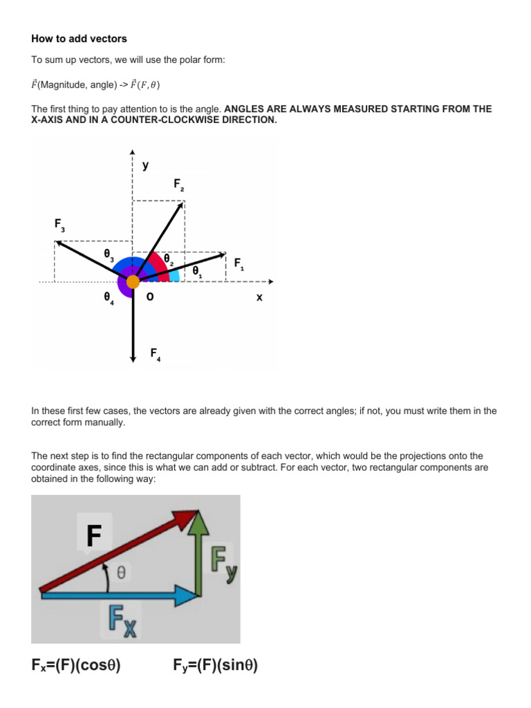 How to Sum Vectors Using Polar Form | PDF