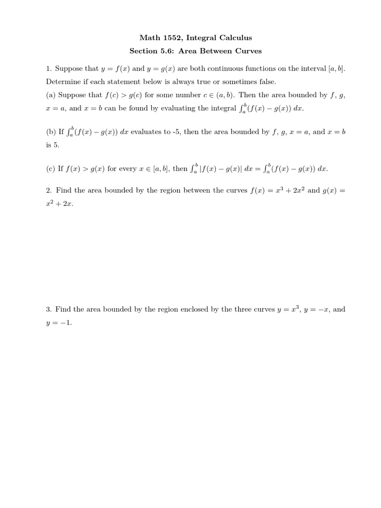 Area Between Curves | PDF