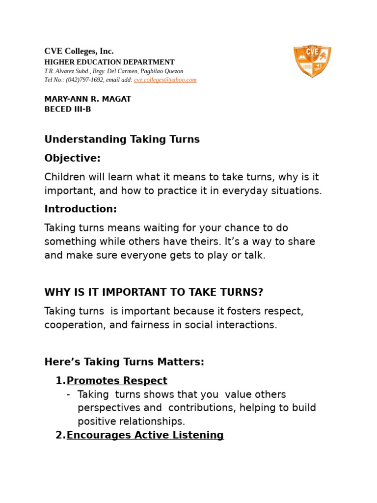 Teaching Turn-Taking and Negotiation Skills | PDF | Negotiation ...