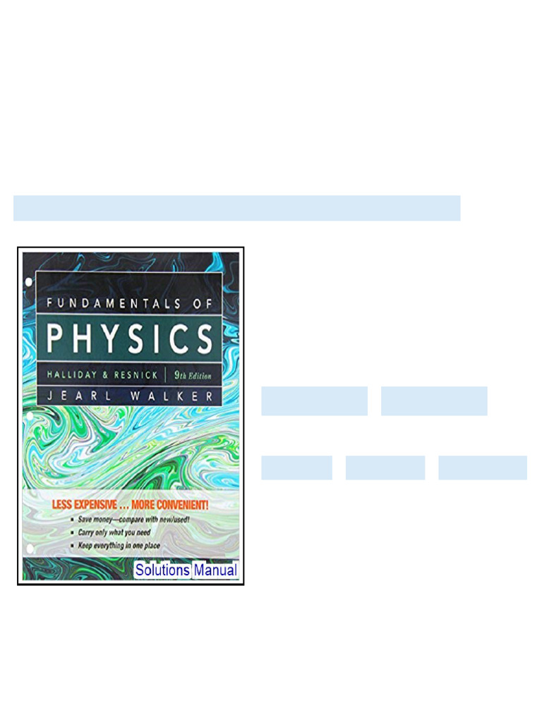 Fundamentals Of Physics 9th Edition Halliday Solutions Manual available ...