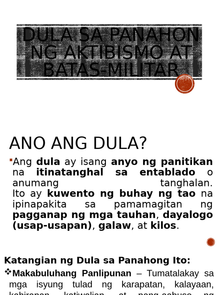Dula Sa Panahon Ng Aktibismo at Batas-militar | PDF