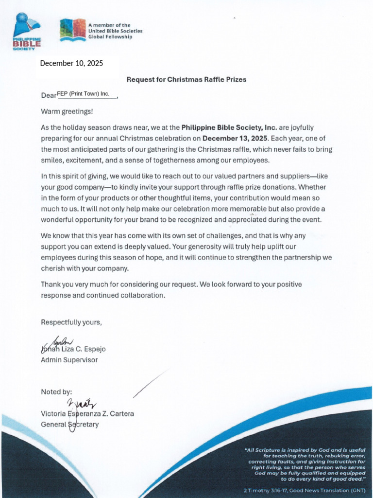[FEP-NPI] Letter for Christmas Raffle | PDF