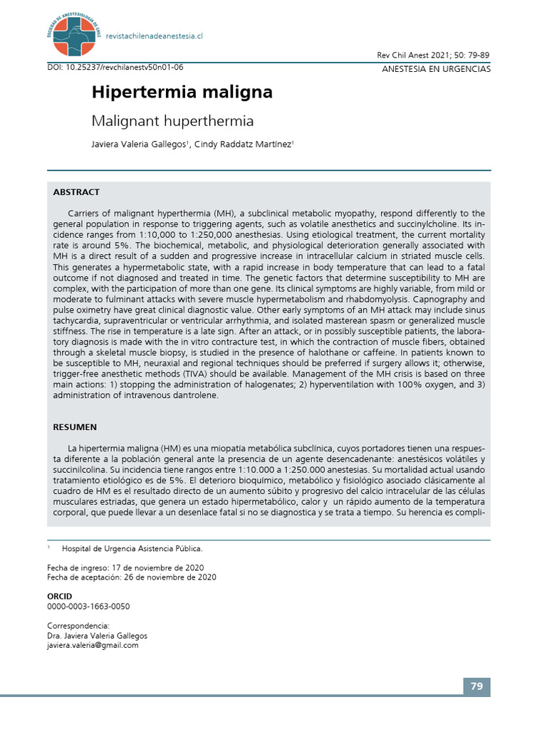 Hipertermia Maligna | PDF | Especialidades Medicas