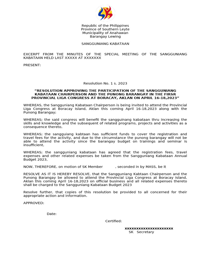 SK Resolution for Liga Congress 2023 | PDF
