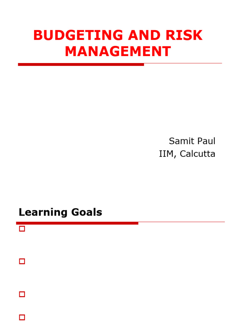 Budgeting and Risk Management Guide | PDF | Budget | Expense