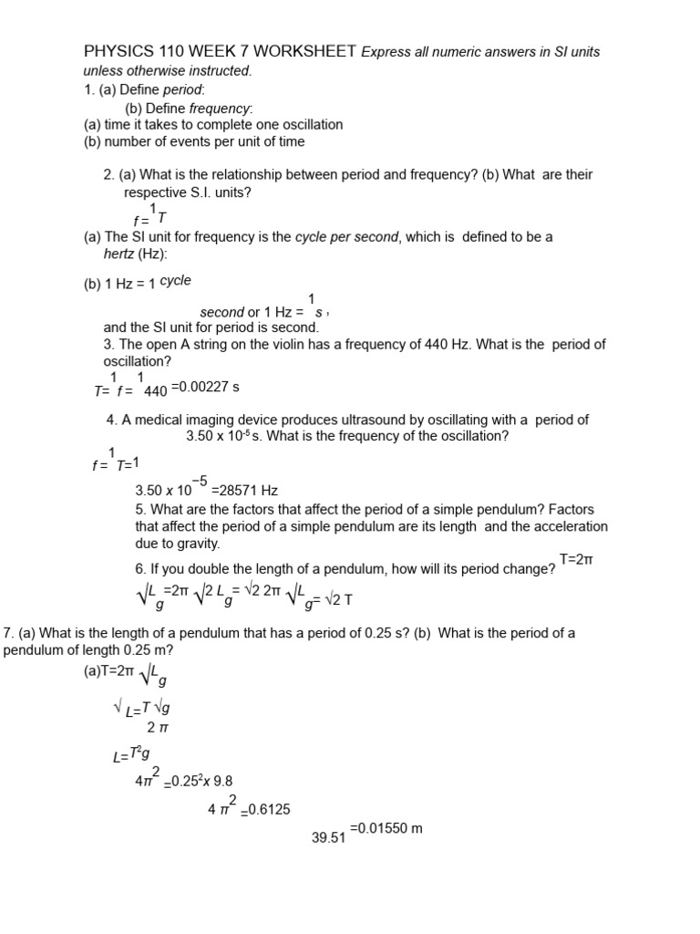 Week 7 Worksheet | PDF | Waves | Sound
