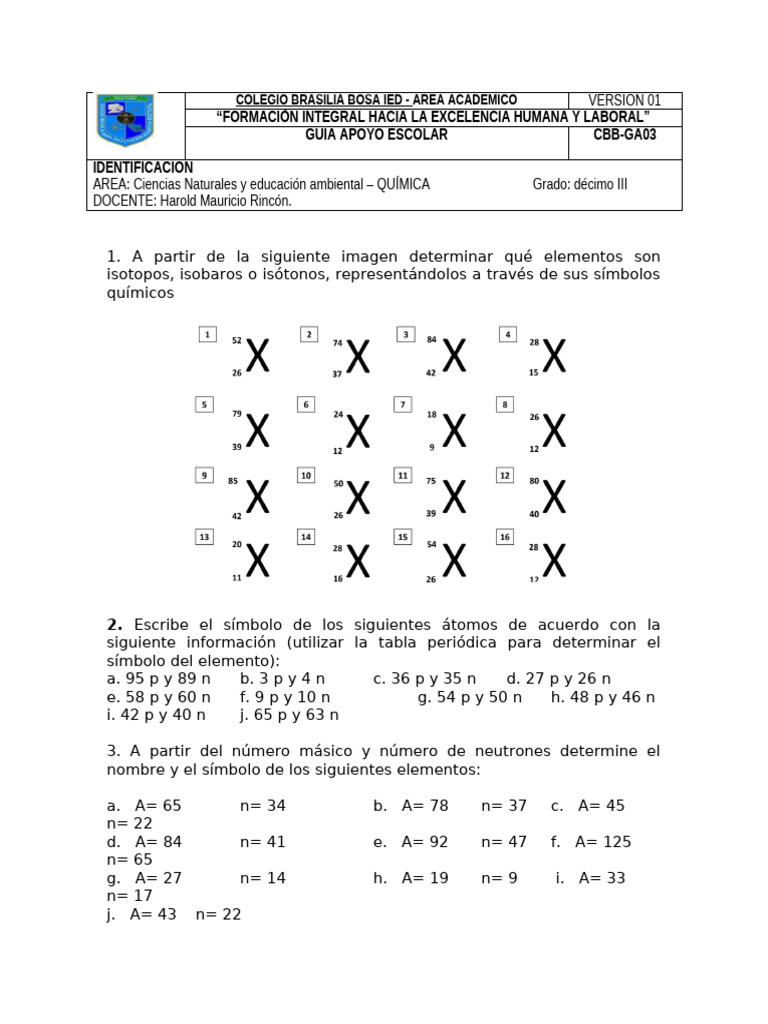 Taller Estructura Atomica III | PDF