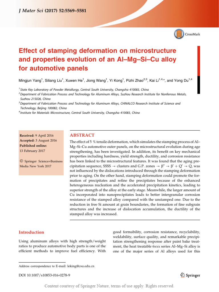 Effect of Stamping Deformation on Microstructure A | PDF | Ultimate ...