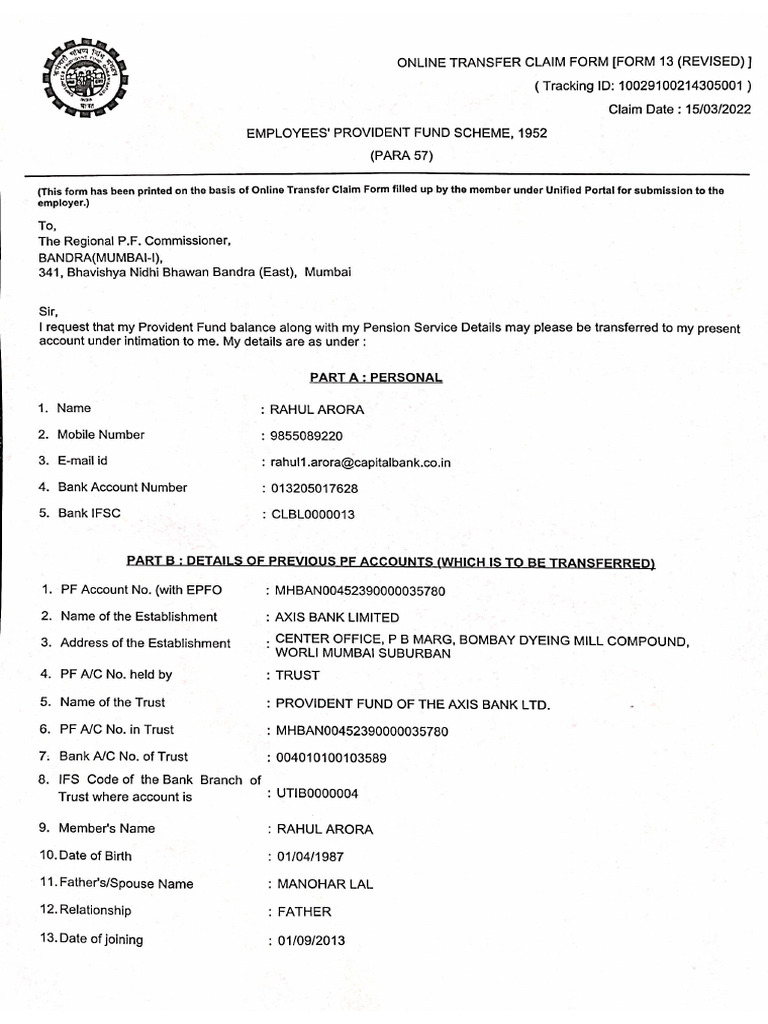 Epf Form | PDF