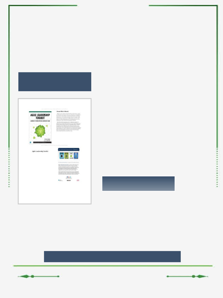 Agile Leadership Toolkit Learning to Thrive with Self Managing Teams ...