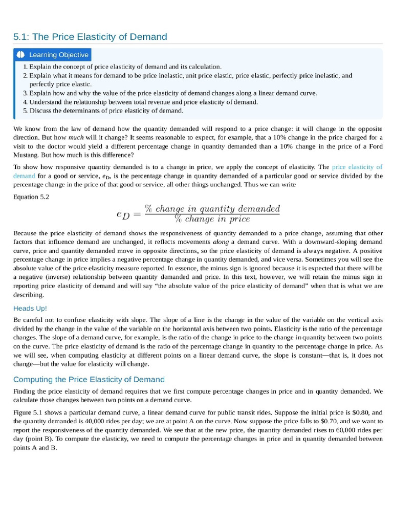 Price Elasticity of Demand | PDF