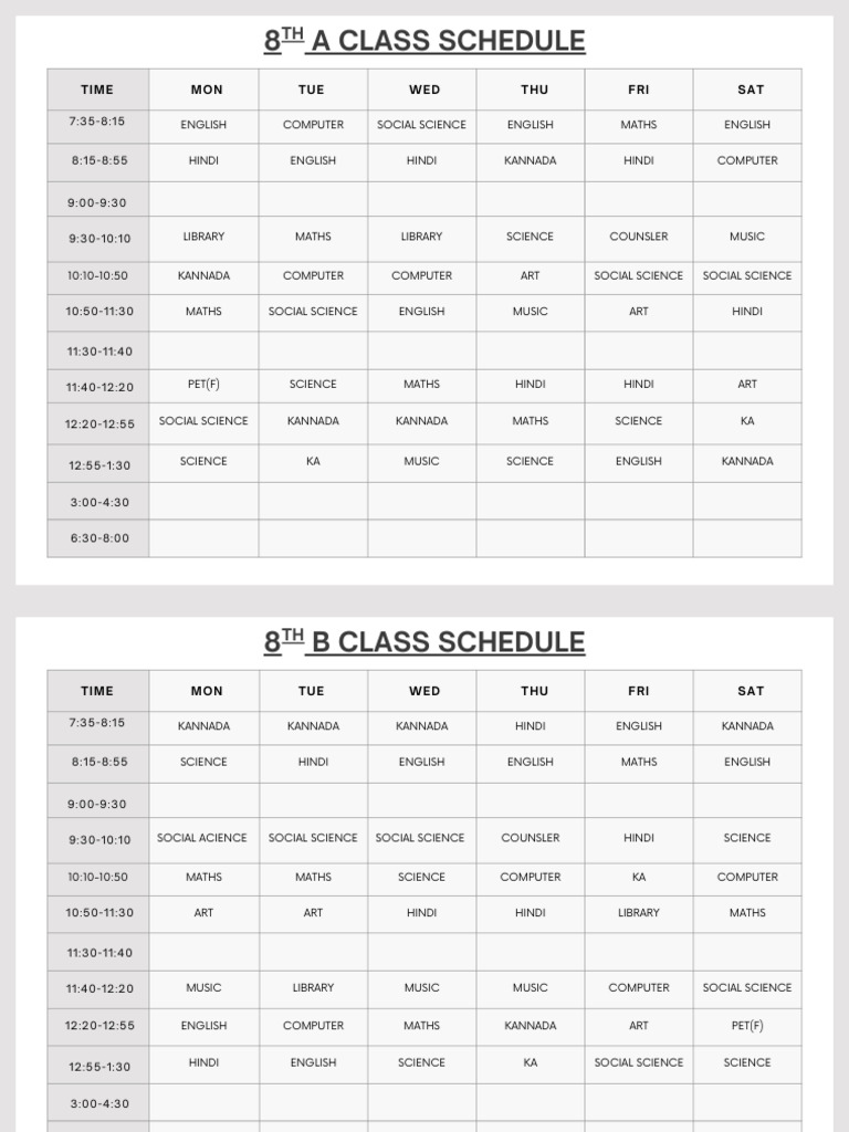 Black and White Simple Class Schedule (1) | PDF