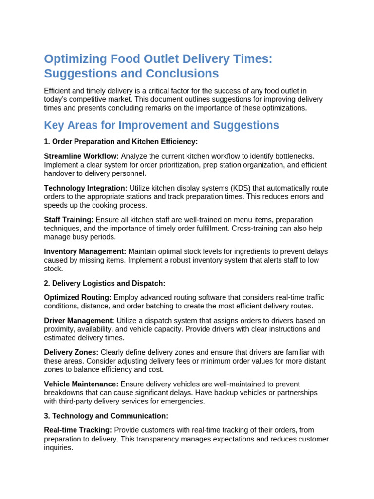 Food Delivery Time Study Summary | PDF | Logistics | Inventory