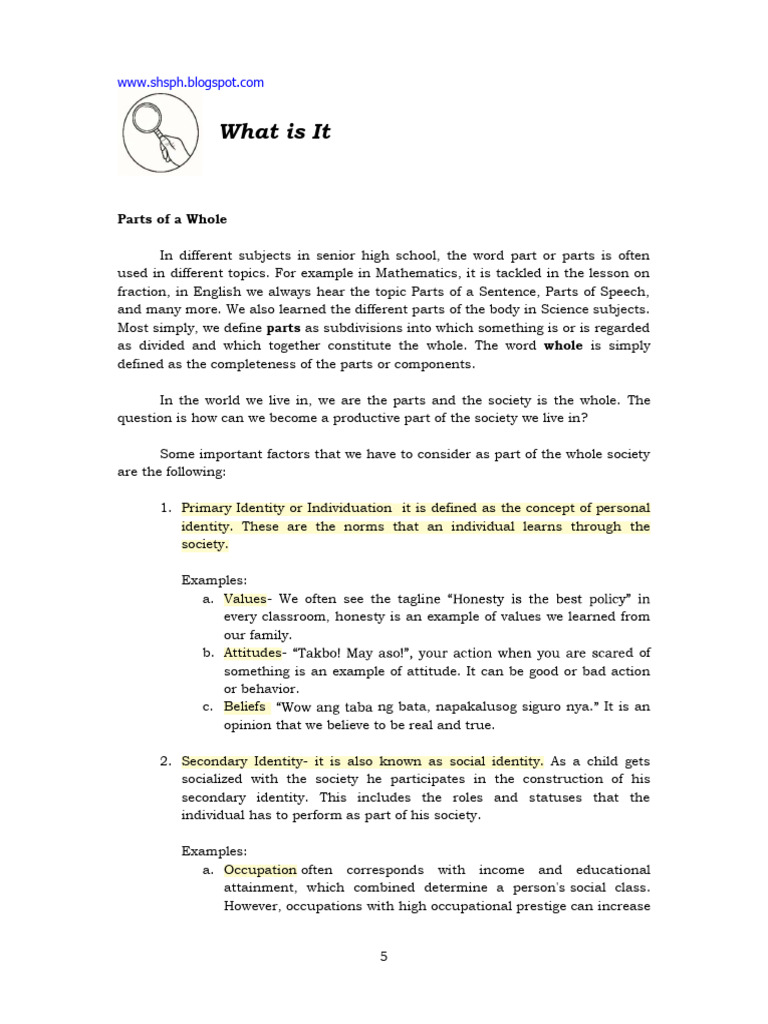 Understanding Parts of a Whole in Society | PDF | Attitude (Psychology ...