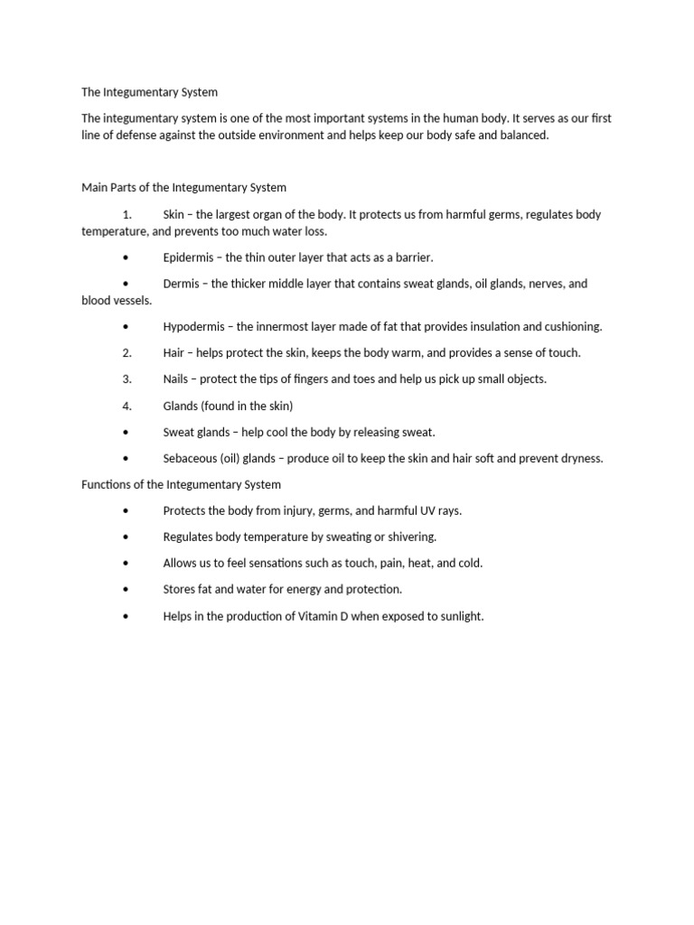 The Integumentary System | PDF