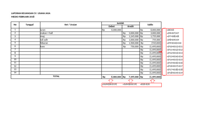 Contoh Pembukuan Sederhana Microsoft Excel 20 | PDF