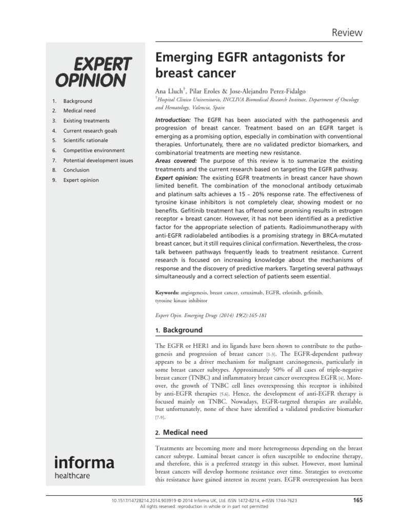 Emerging EGFR Antagonists in Breast Cancer | PDF | Epidermal Growth ...
