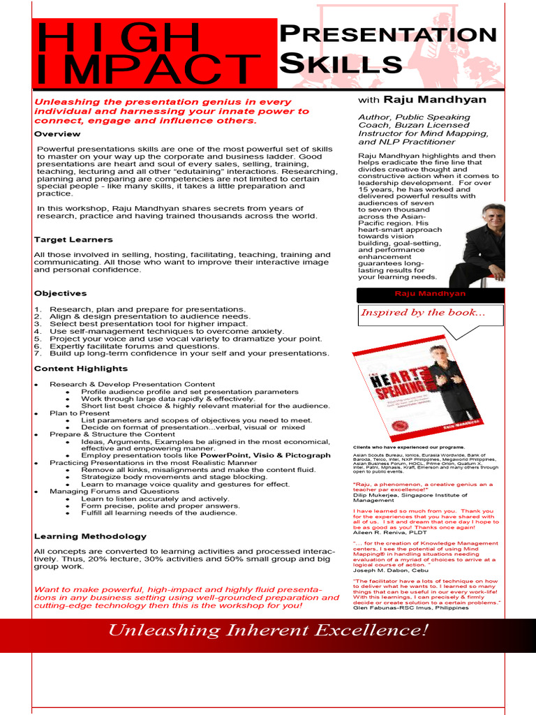 Mastering Presentation Skills Workshop | PDF | Learning | Cognition