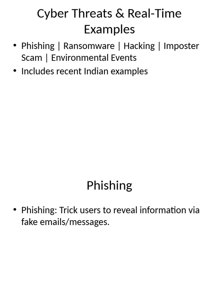 Cyber Threats: Real-Time Indian Examples | PDF