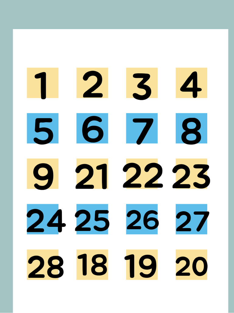 Colorful Simple Numbers 1 To 20 Poster | PDF