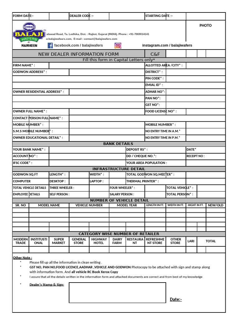 New Dealer Information Form Template | PDF | Office Work | Office Equipment