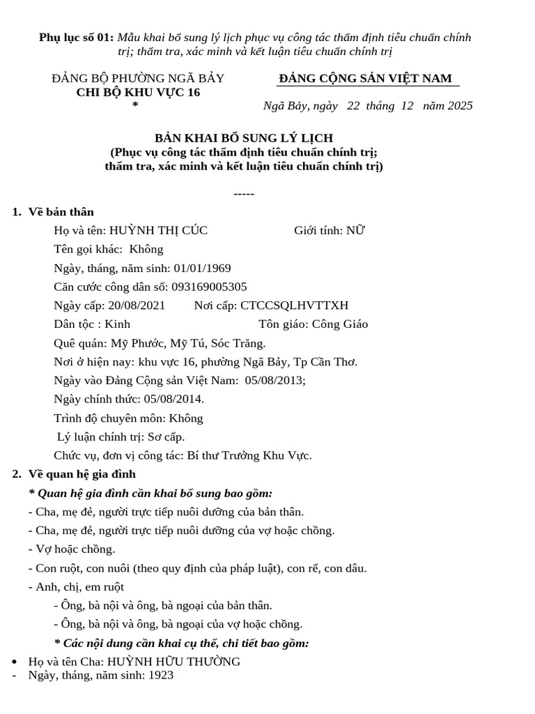 Phu Luc So 01 | PDF