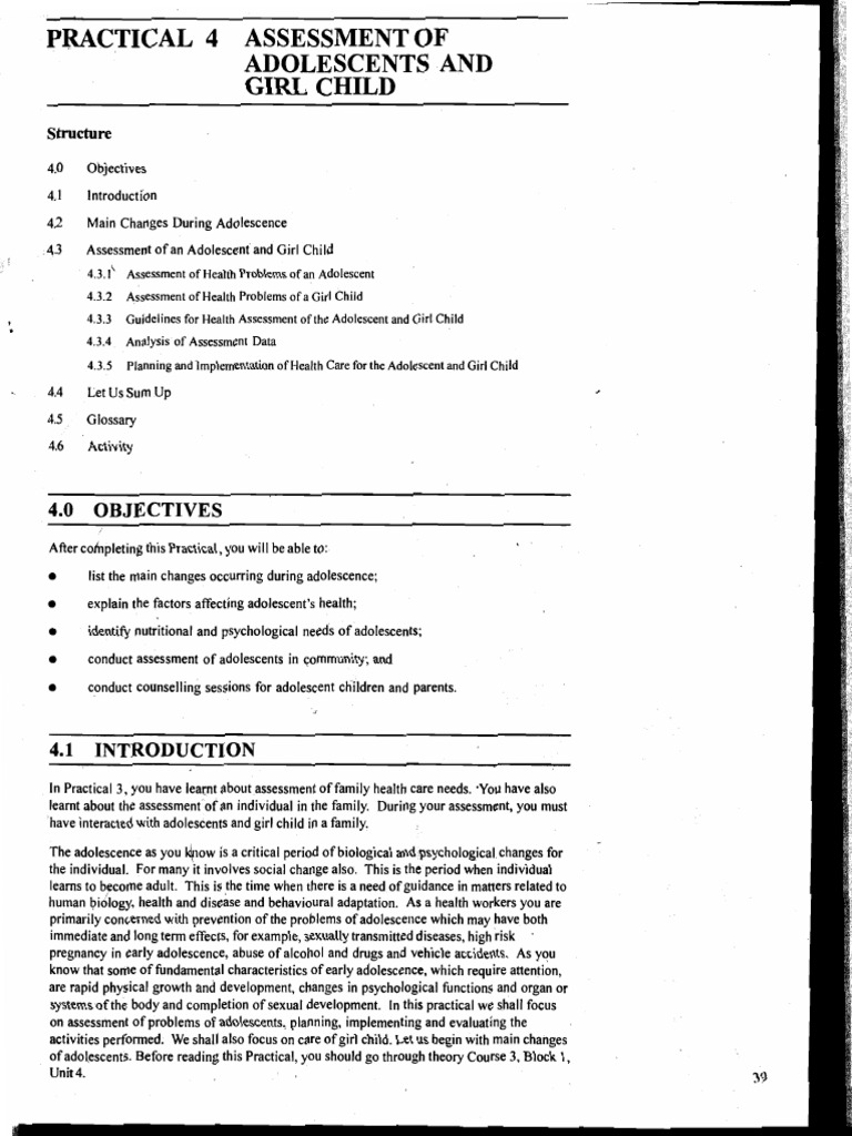 Health Assessment of Girl Child | PDF