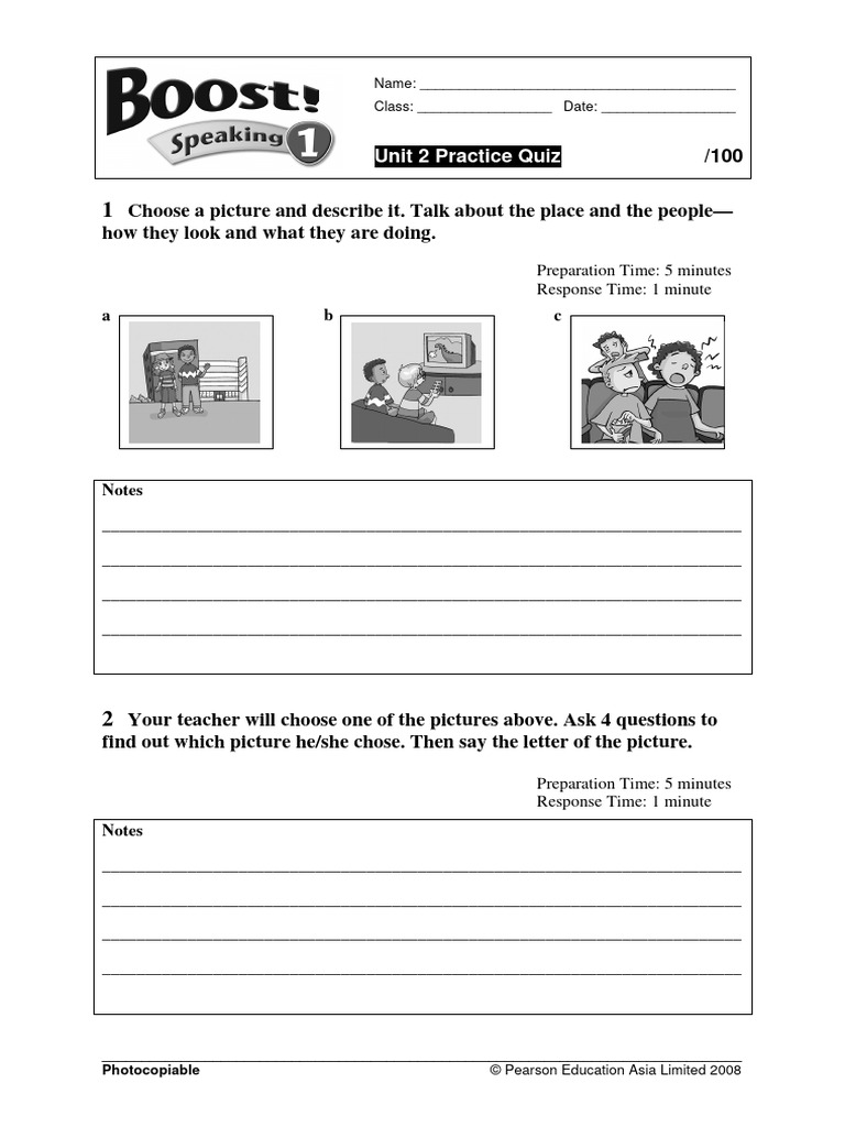 Unit 2 Speaking Practice Quiz | PDF | Question | Human Communication
