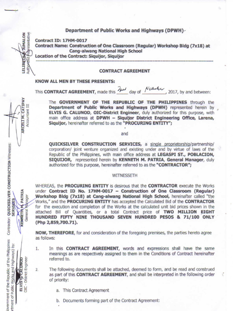 DPWH Contract Sample | PDF