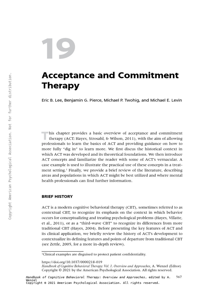 Acceptance and Commitment Therapy | PDF | Behaviorism | Thought