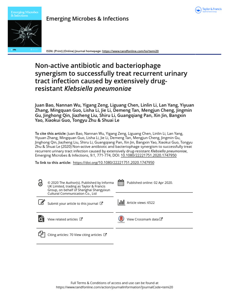 Non-Active Antibiotic and Bacteriophage Synergism To Successfully Treat ...