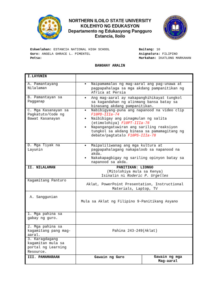 Grade 10 Liongo LP | PDF