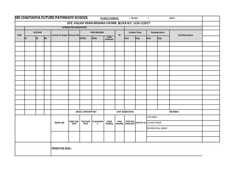DG Log Book | PDF