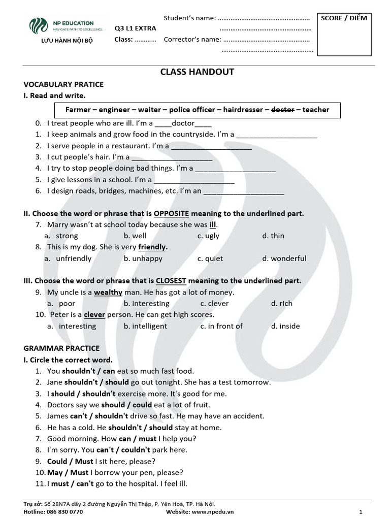 Q3 L1 Extra - Class Handout | PDF