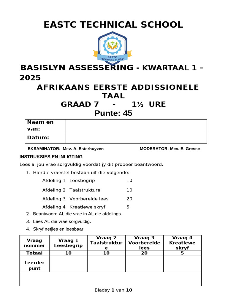 EASTC 2026 Afr FAL Baseline GRD 7-1 | PDF
