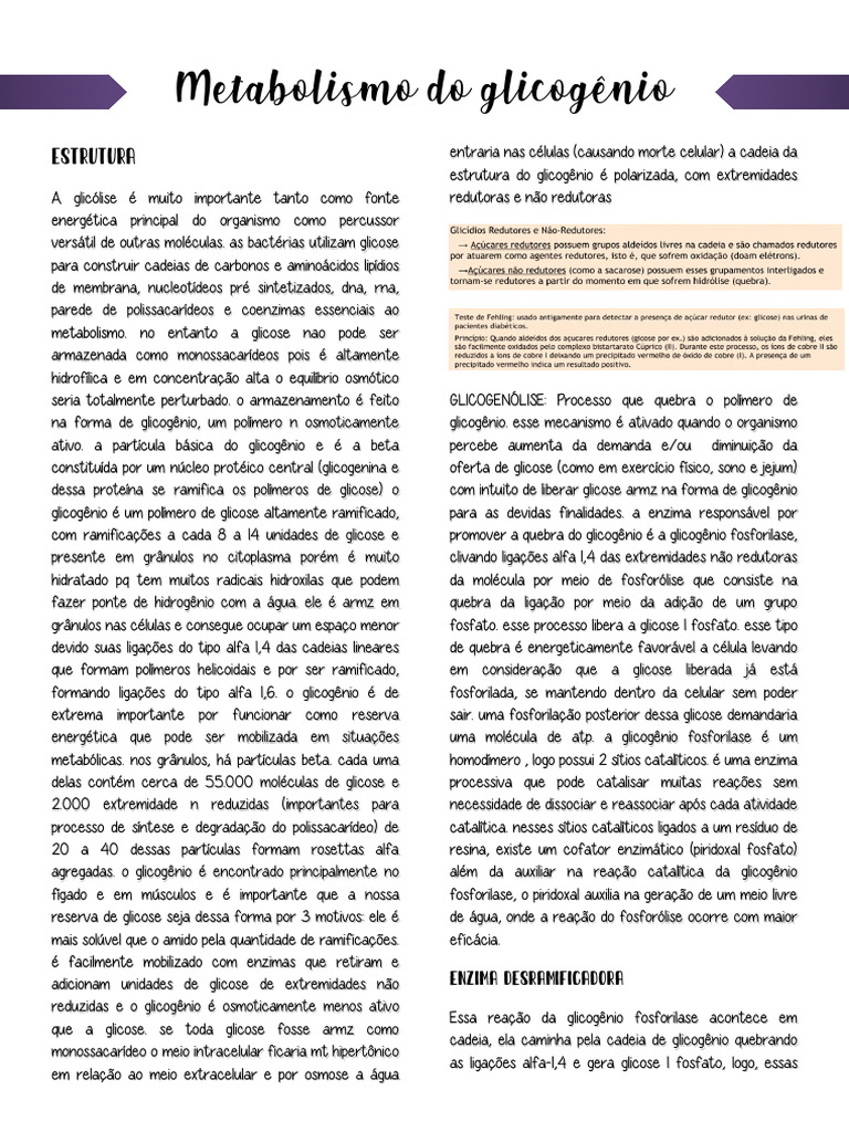 AULA 5 - GLICOGÊNIO | PDF | Glicogênio | Enzima