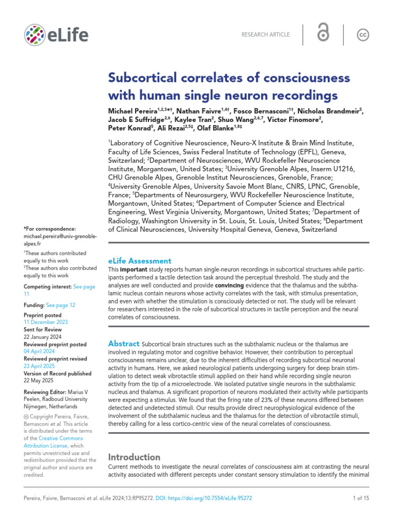 50 - Subcortical Correlates of Consciousness With Human Single Neuron ...
