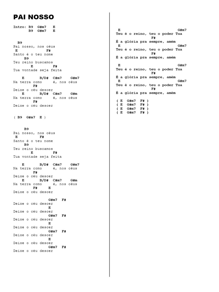 Letra da Canção Pai Nosso | PDF