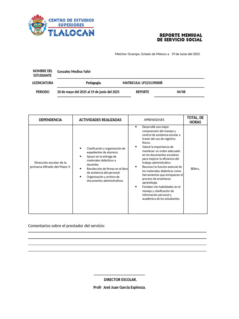 Copia de Copia de 3 Reporte Mensual | PDF | Enseñando | Teoría de la ...
